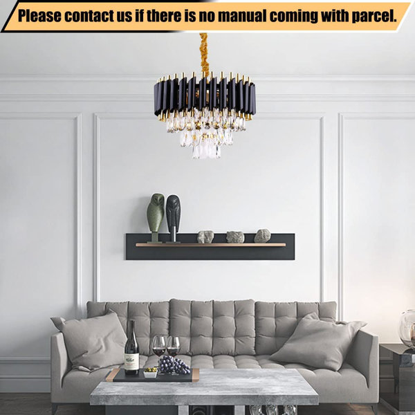 Rosdorf Park Siragan 5-Light Chandelier, Modern Crystal Pendant Light Fixture for Living Room ...
